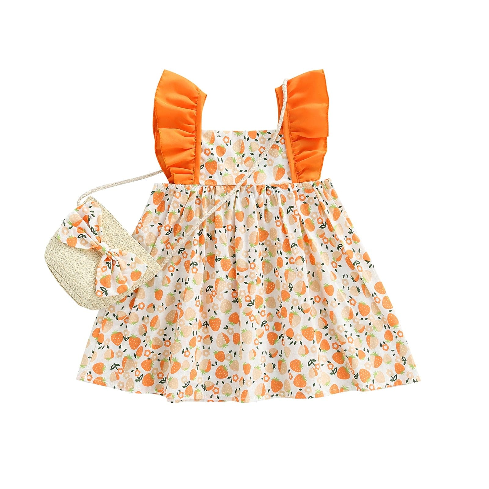 Strawberry Print Ruffles Dress - Momorii